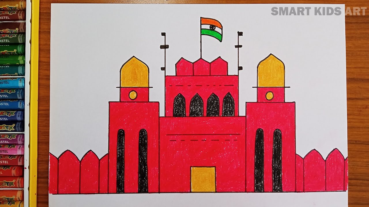 How to Draw Red Fort | How to Draw a Red Fort | Independence Day ...