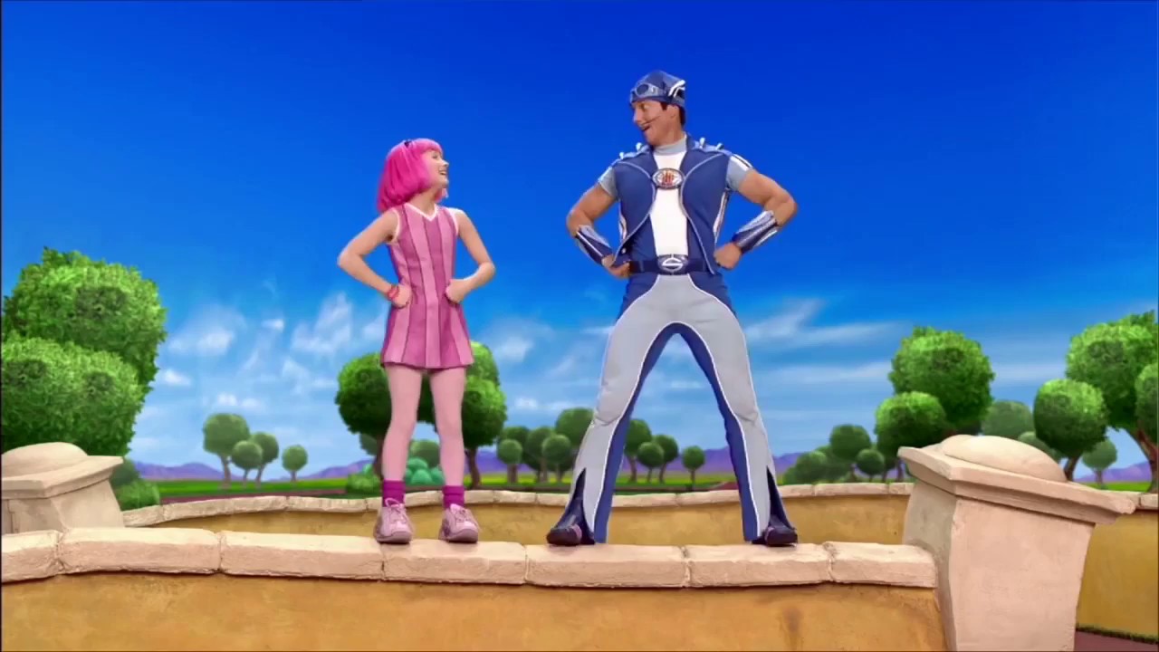 sportacus gives pink hair an apple - YouTube