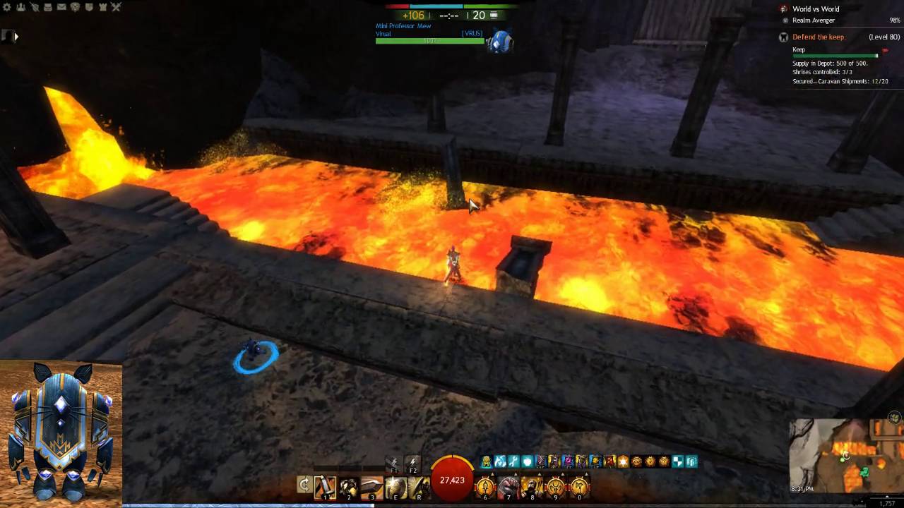 GW2 Mini Professor Mew Burning and Dying in Lava - YouTube