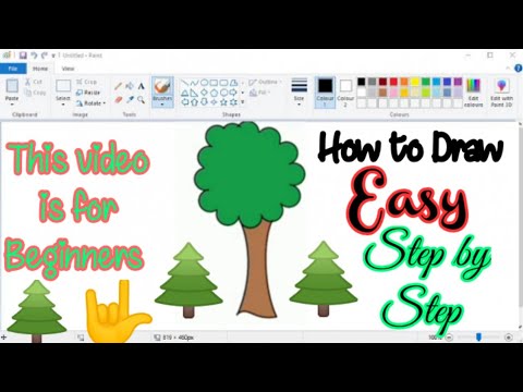 How to draw a simple tree in ms paint || paint me tree kaise banaye ...