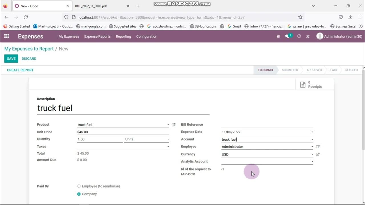 How to record expenses in odoo ? - YouTube