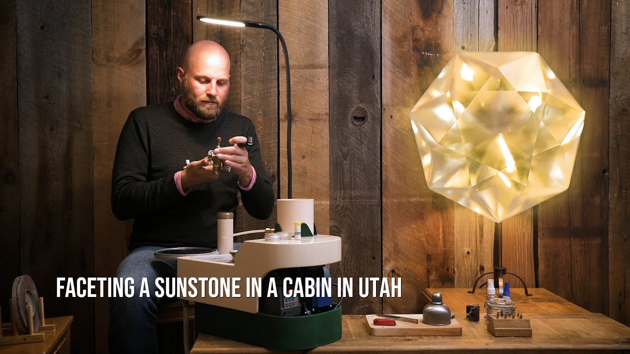 Cutting A Gemstone in a Cabin in Utah (7 Sided Sunstone) - YouTube