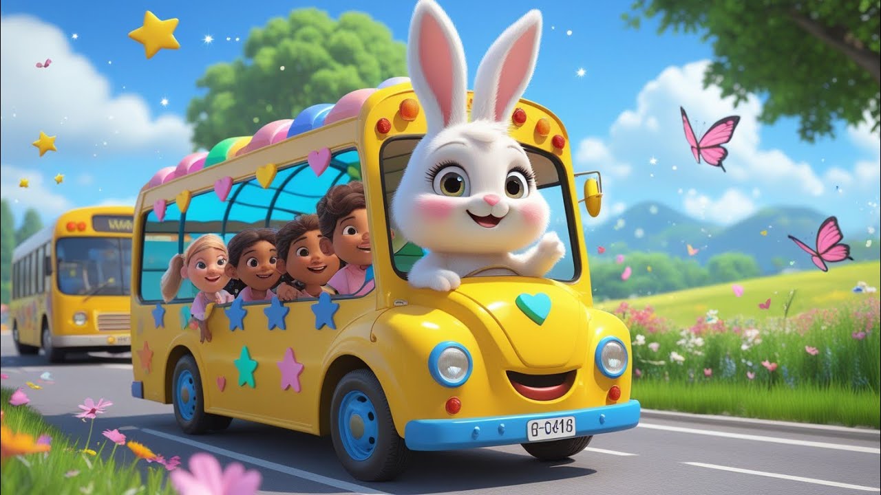 BUNNY ON THE BUS | KIDS COLOURFUL ANIMATED SONG | FUN FOLK TALES | KIDS ...