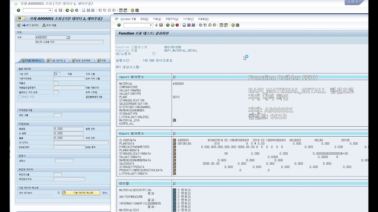 SAP SE37 펑션 테스트데이타 디렉토리 - YouTube