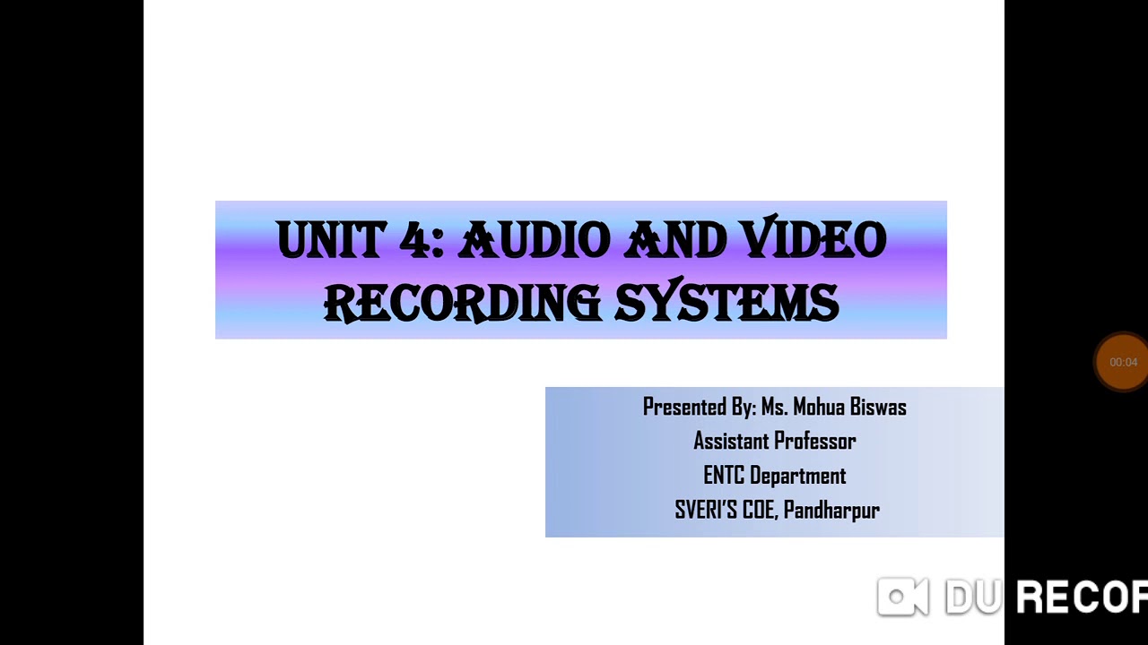 Audio and Video Recording Systems Lecture 1 - YouTube