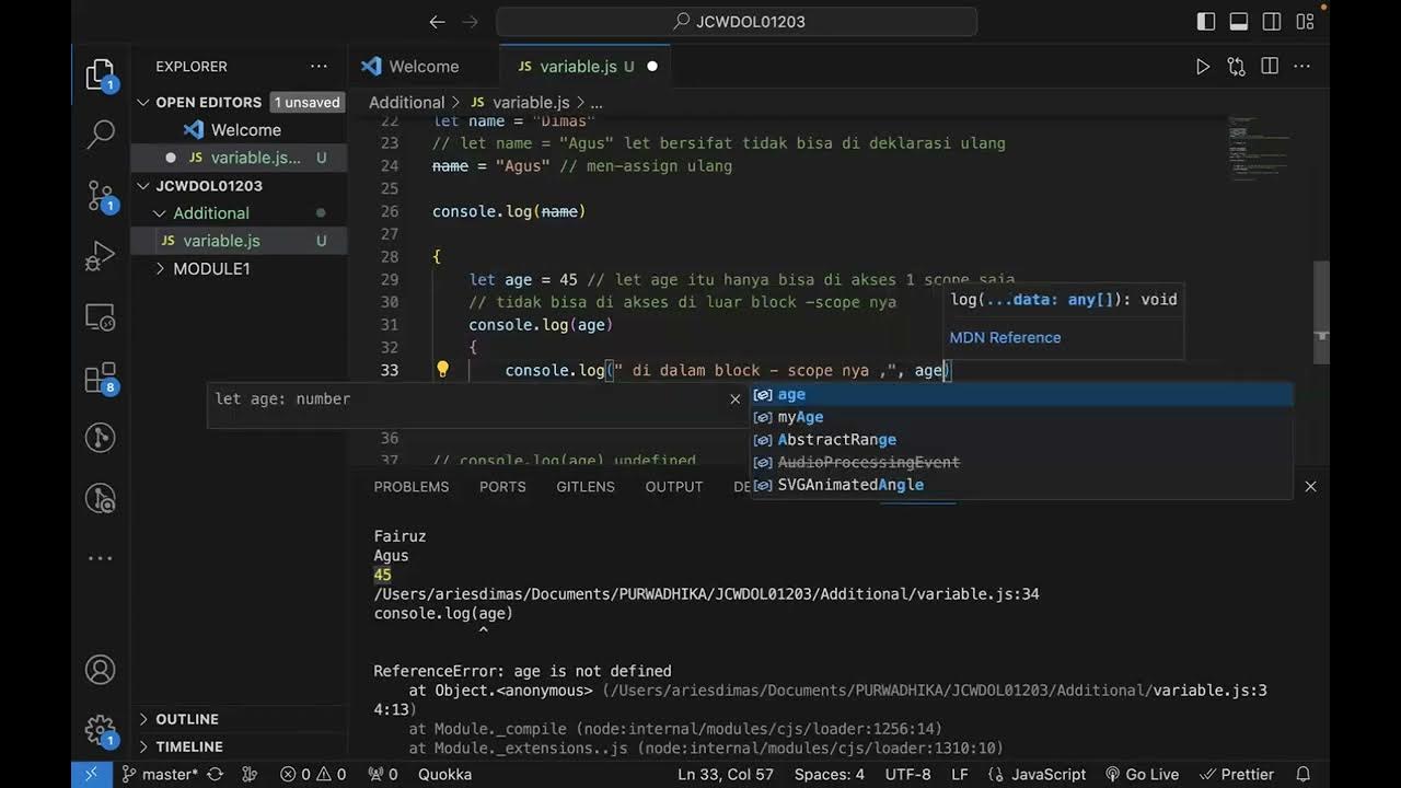 Javascript Variable Type Data Type and Conditional Statement - YouTube