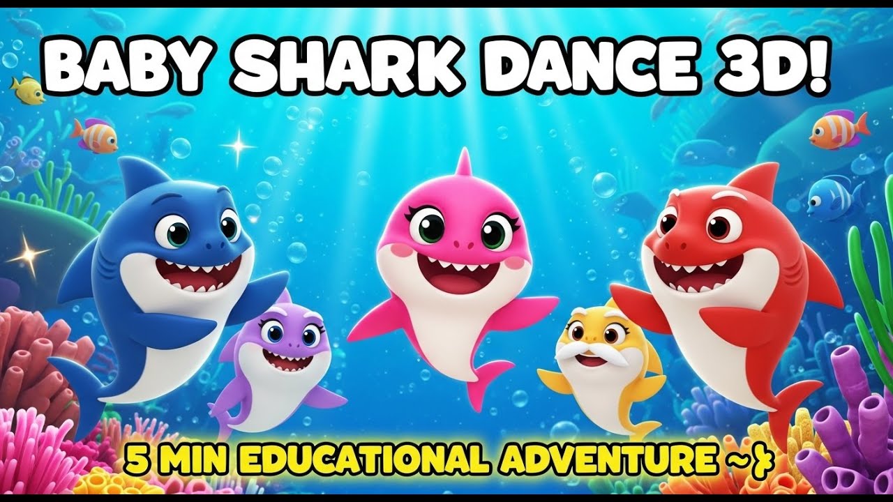 Baby Shark Dance 3D Pixar Style | 5 Min Educational Song for Kids 2025 ...
