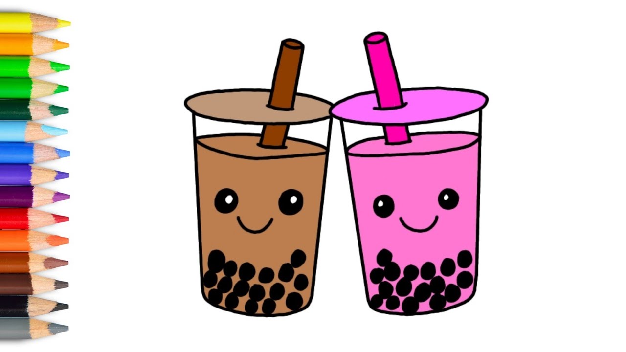 Menggambar boba lucu - cara menggambar es boba - YouTube