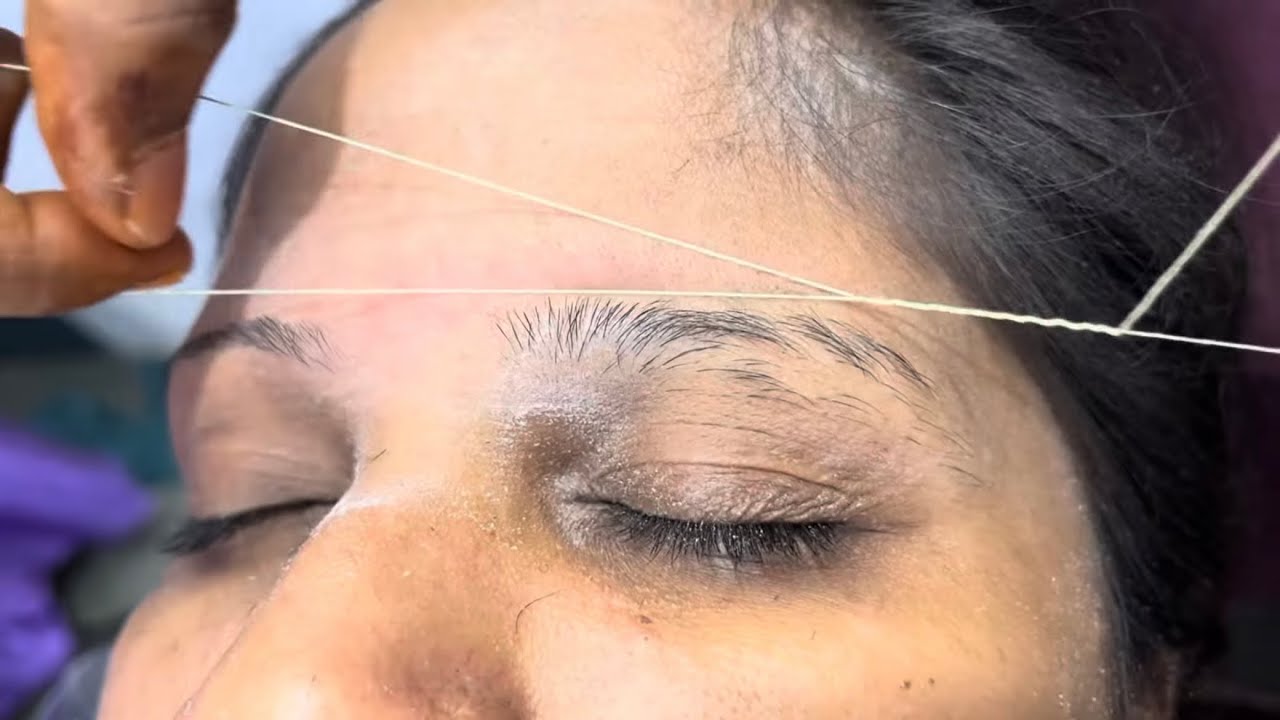 Very thin eyebrow threading #eyebrowthreading - YouTube