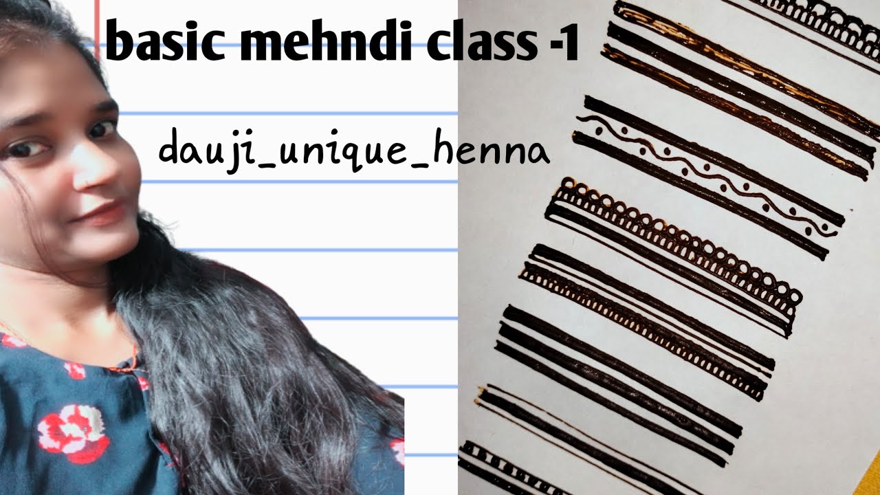 Basic mehndi class -1 //mehndi class for beginners//easy mehndi line ...