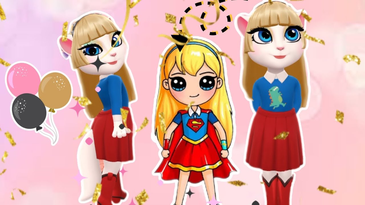 My talking Angela makeover into Super girl. my talking Angela 16. - YouTube