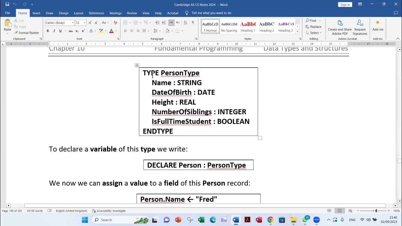 Cambridge AS Computer Science Chapter 10 Data Types and Structures Part 1 Record Type - YouTube