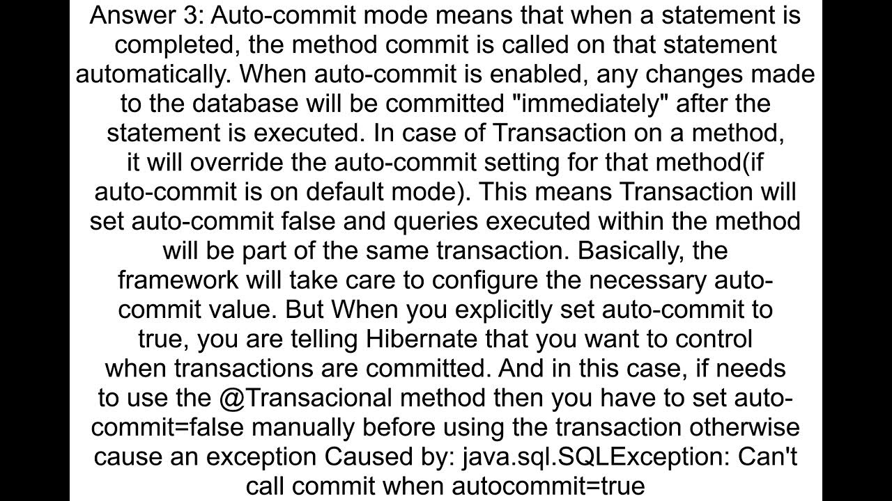 How to fix andquot java sql SQLException CanandNo39 t call commit when autocommit trueandquot ...