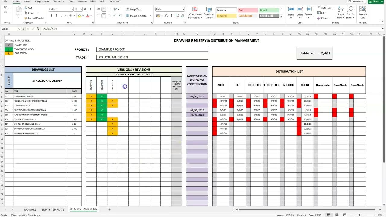 Tutorial - Drawing Registry and Distribution Management Excel Template ...