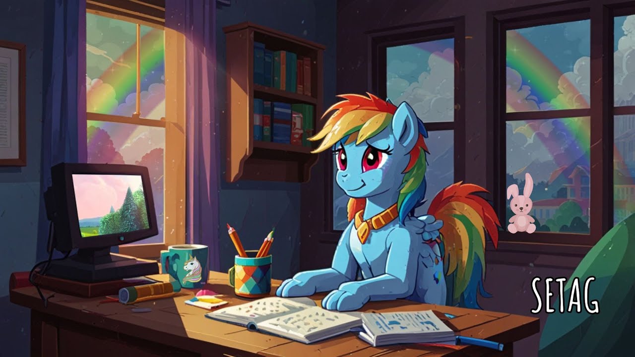 Study With Rainbow Dash 🦄 LoFi Background Music For Kids 🌈[kid safe ...