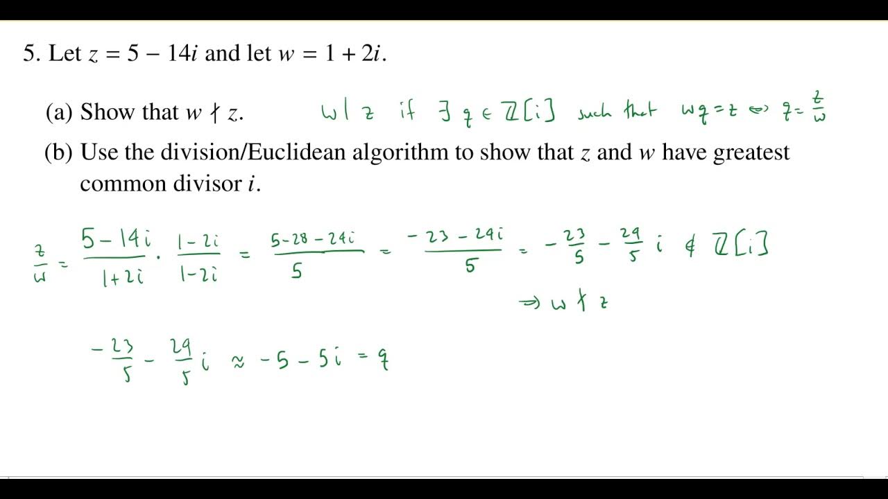 Divisibility in the Gaussian Integers, Superquiz 3 Problem 5 - YouTube