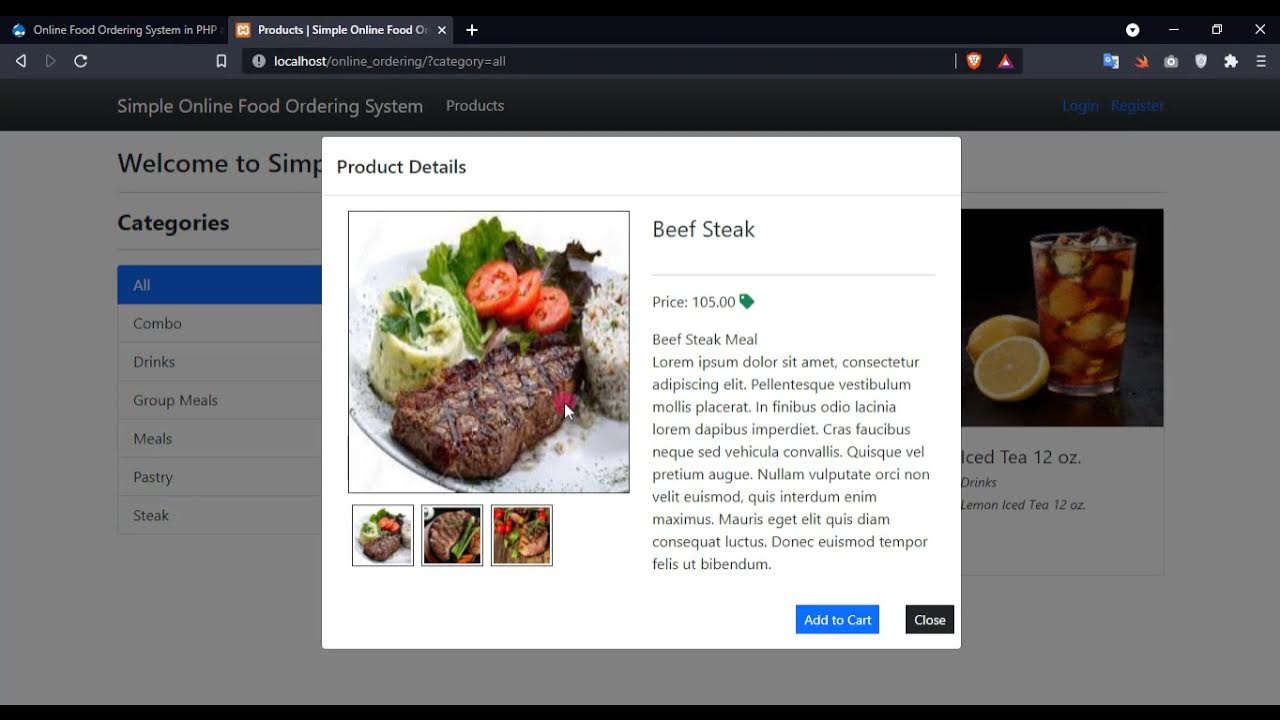 Online Food Ordering System in PHP and SQLite Database DEMO - YouTube