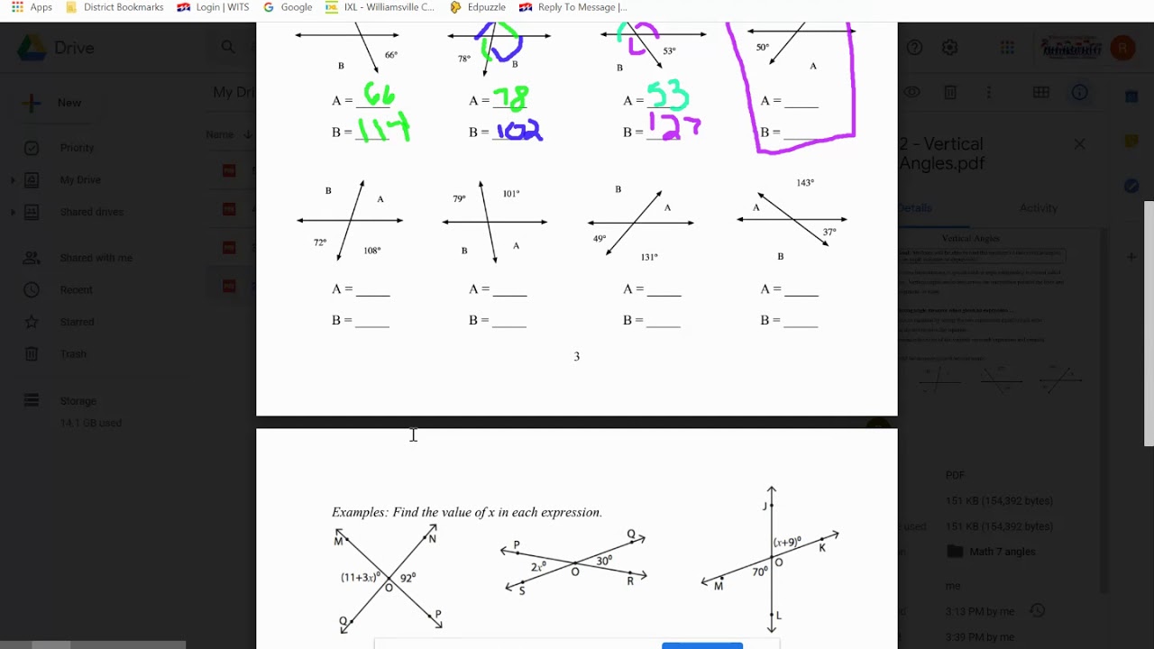 Math 7 vertical angles - YouTube