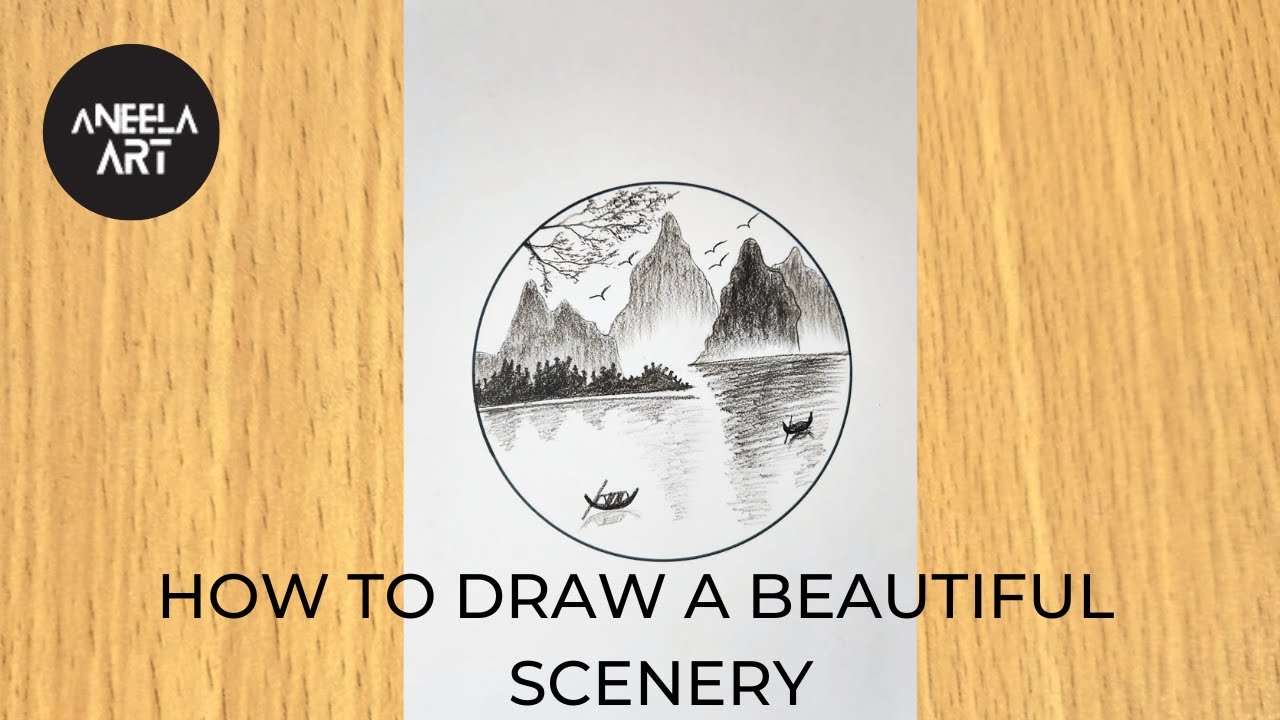 how to draw a beautiful scenery drawing| Circle drawing for beginners ...