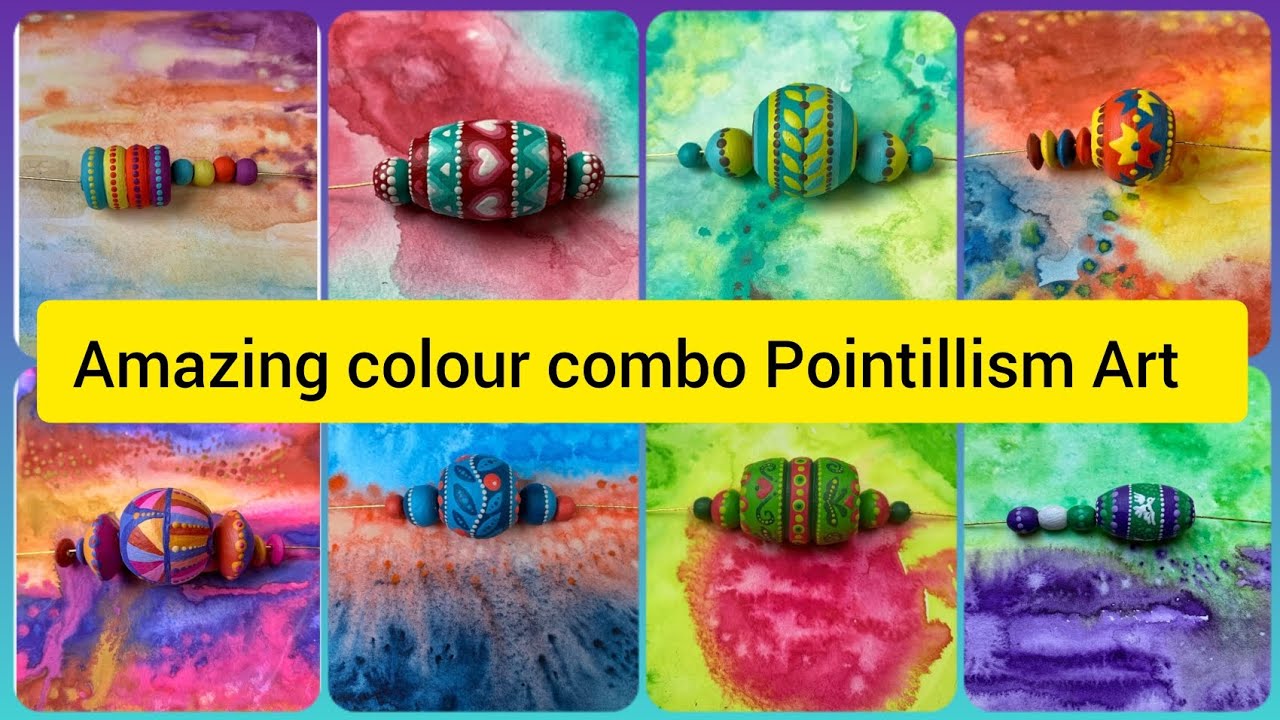 AMAZING COLOUR COMBO POINTILLISM art ON WOOD BEADS WITH BACKGROUND ...