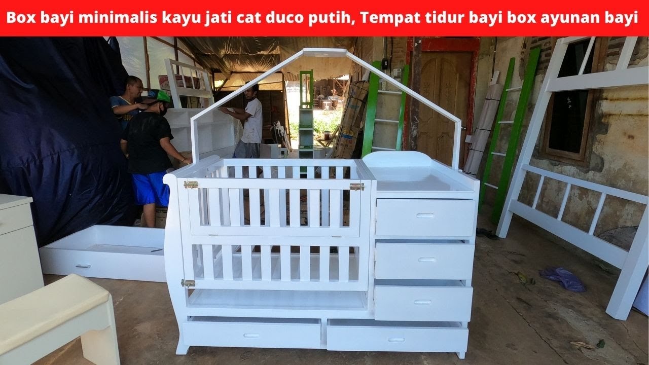 Box bayi minimalis kayu jati cat duco putih, Tempat tidur bayi box ...