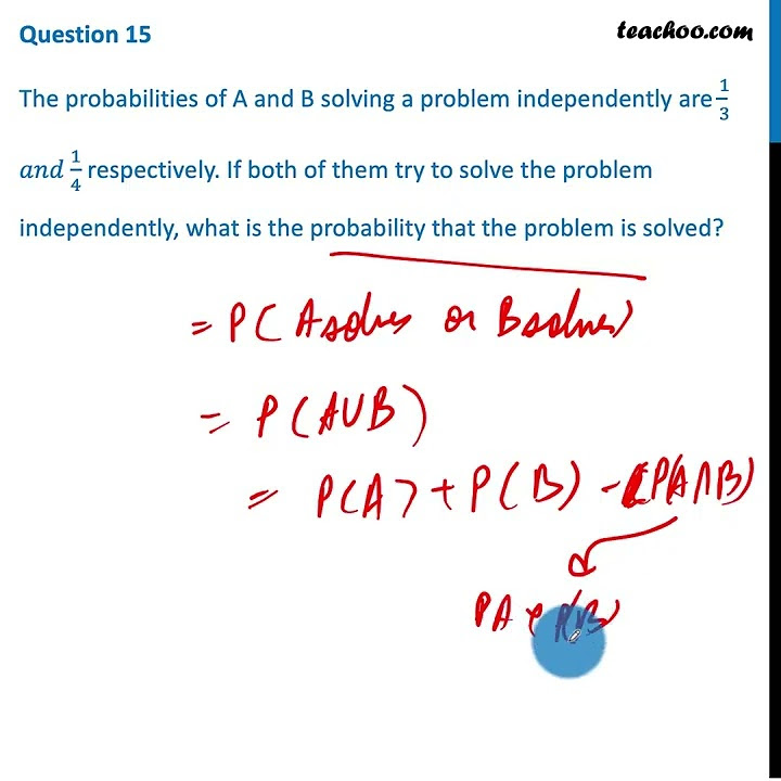 Class 12 - The probabilities of A and B solving a problem independently are 1/3 - Teachoo - YouTube