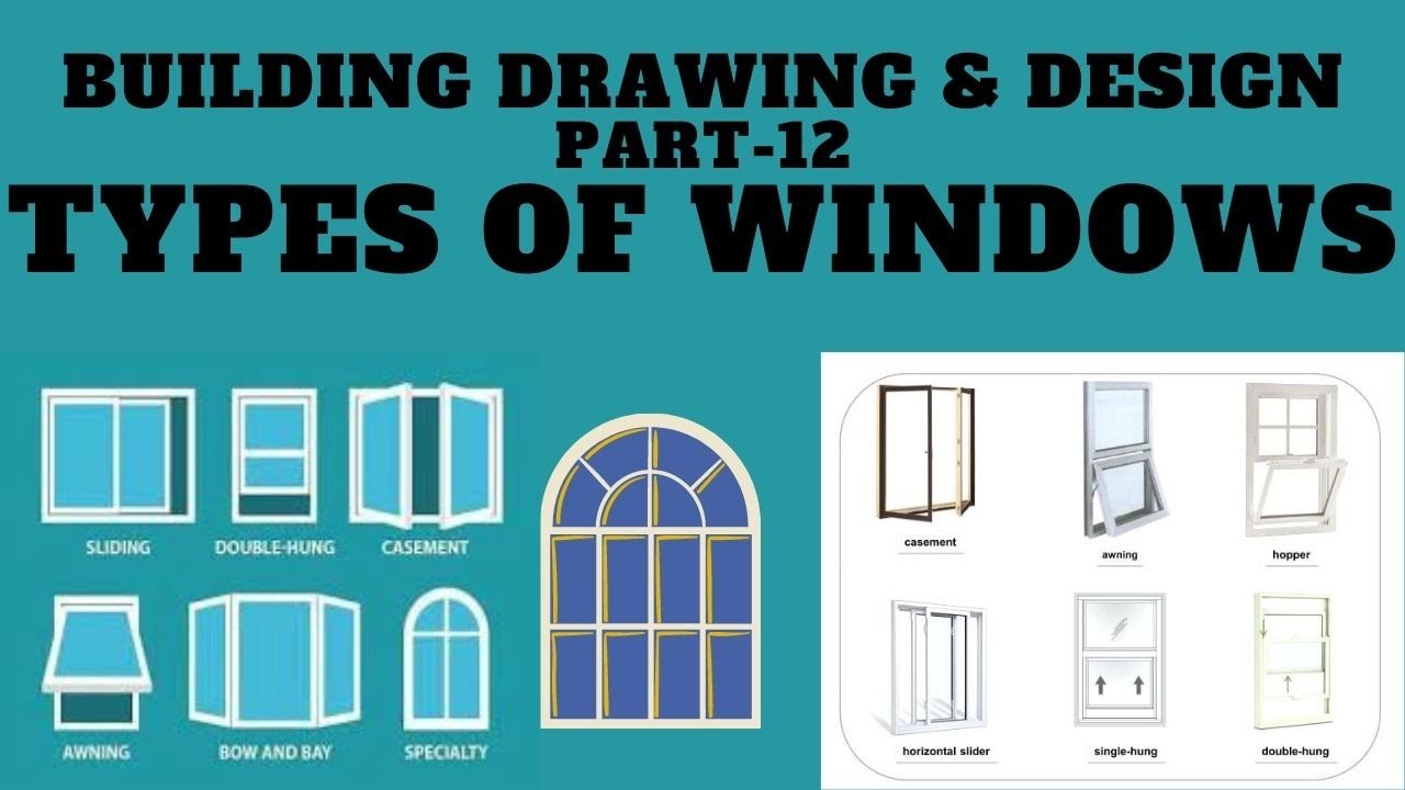 Building Drawing & Design | Part 12 | Types of Windows in Building ...