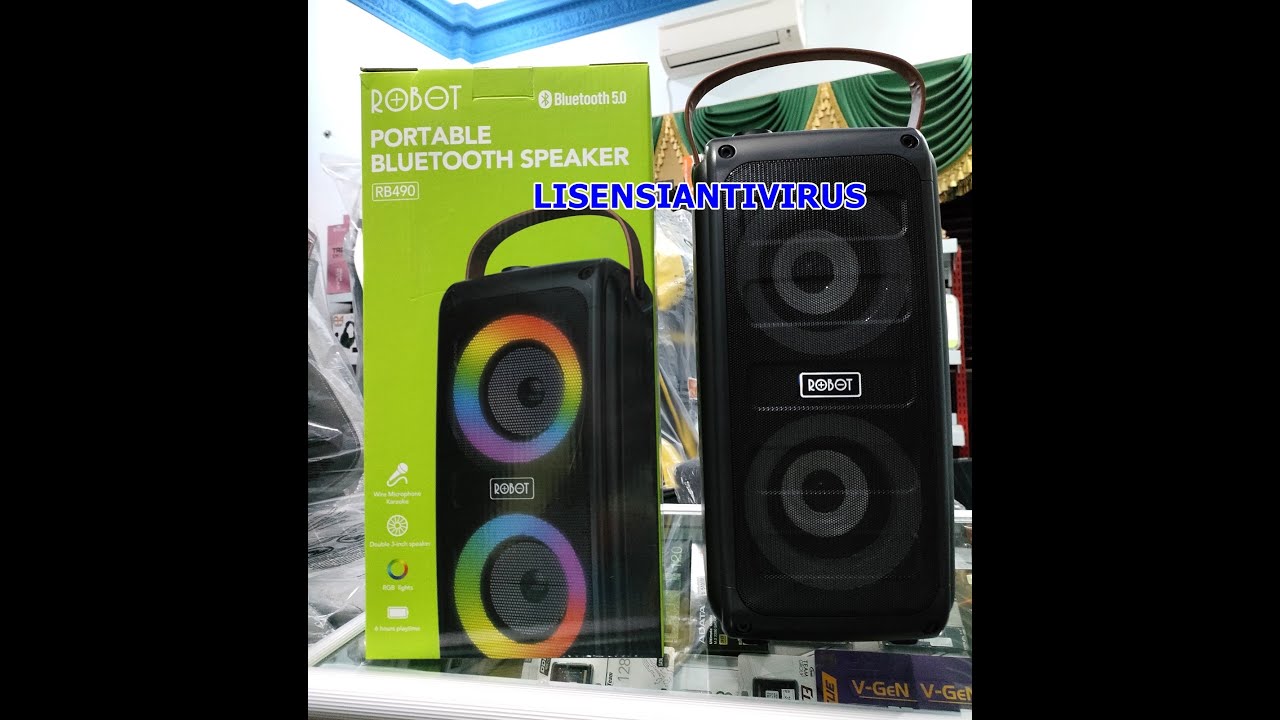 REVIEW SPEAKER BLUETOOTH ROBOT RB490 SPEAKER KARAOKE BOOMBOX PORTABLE ...