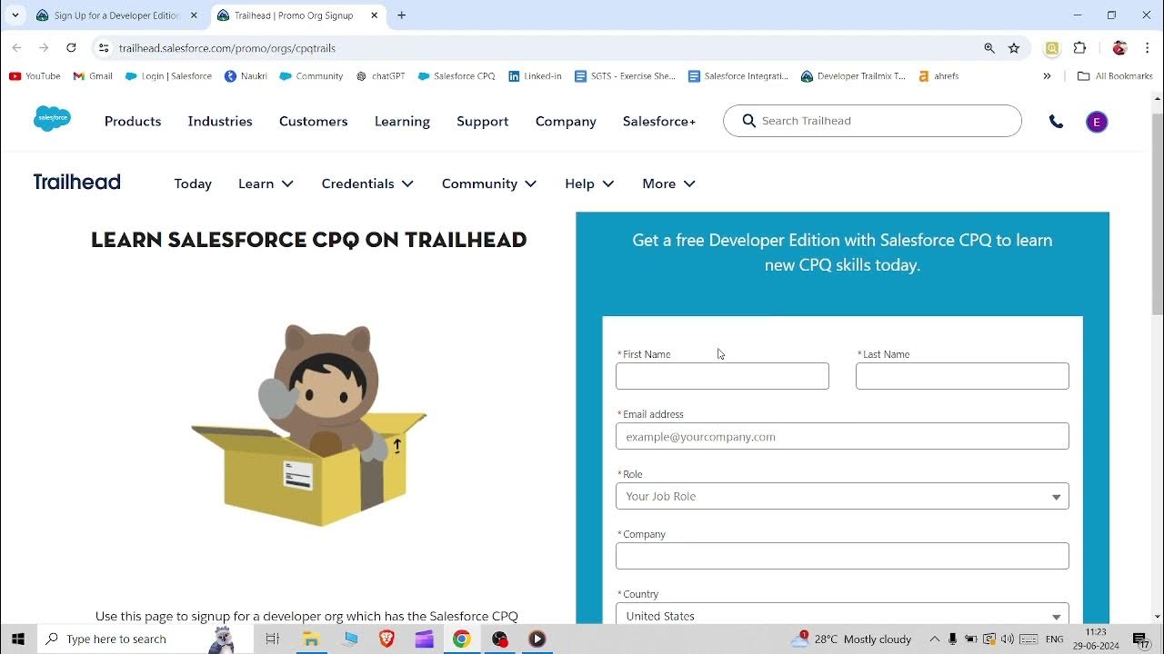 Sign Up for a Developer Edition Org with Salesforce CPQ - YouTube