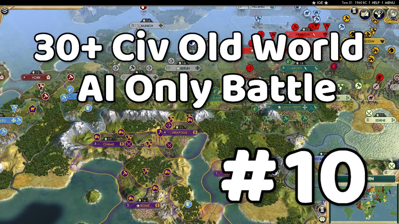 Small Battle Across The Map - Civ 5 30+ Civ Old World Battle #10 - YouTube