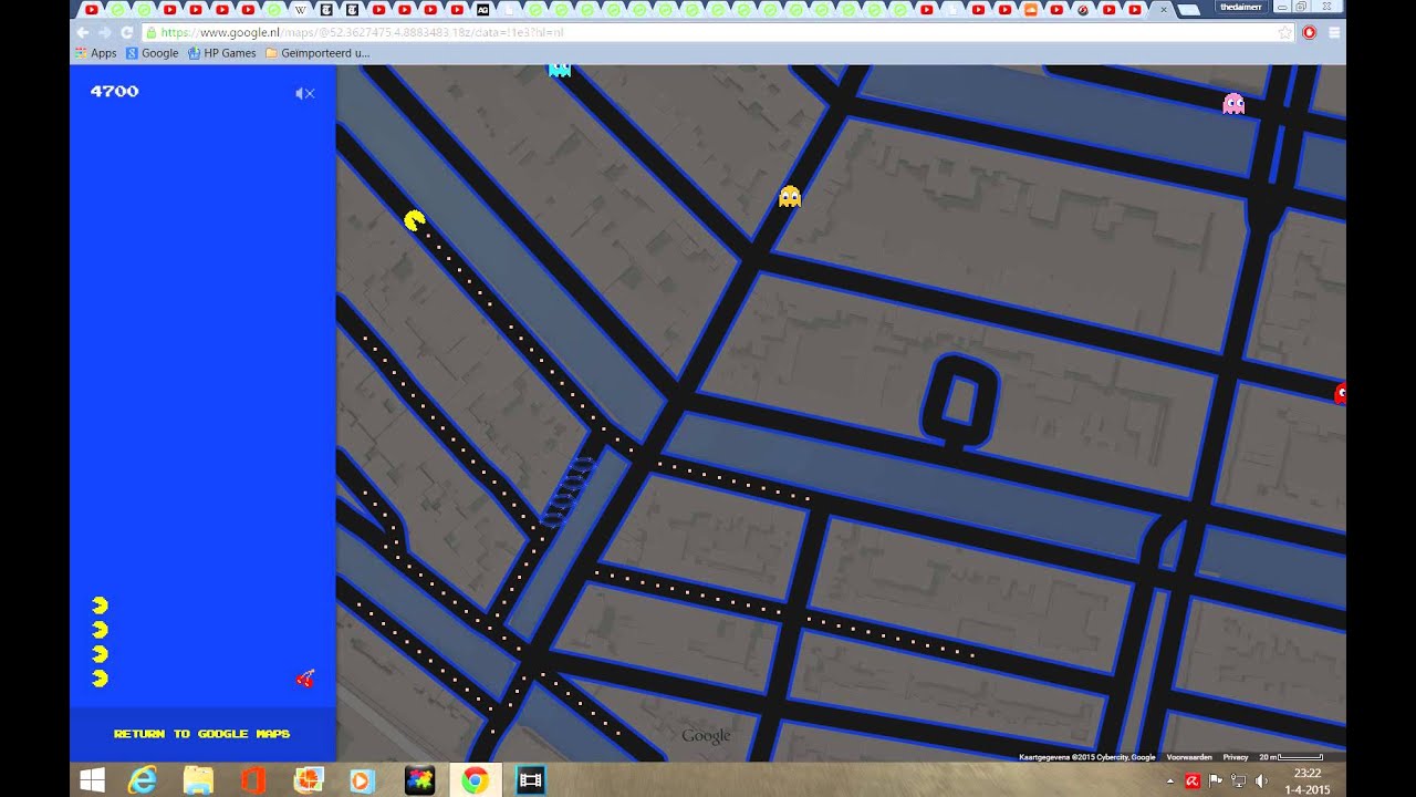 Pac-Man easter egg google maps 2015 - YouTube