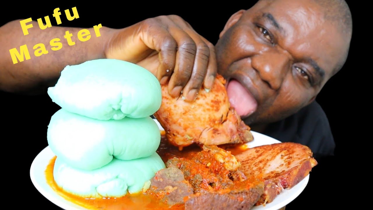 BLUE FUFU WITH PEPPER SOUP. MESSY EATING. NIGERIAN FOOD MUKBANG 😋 - YouTube