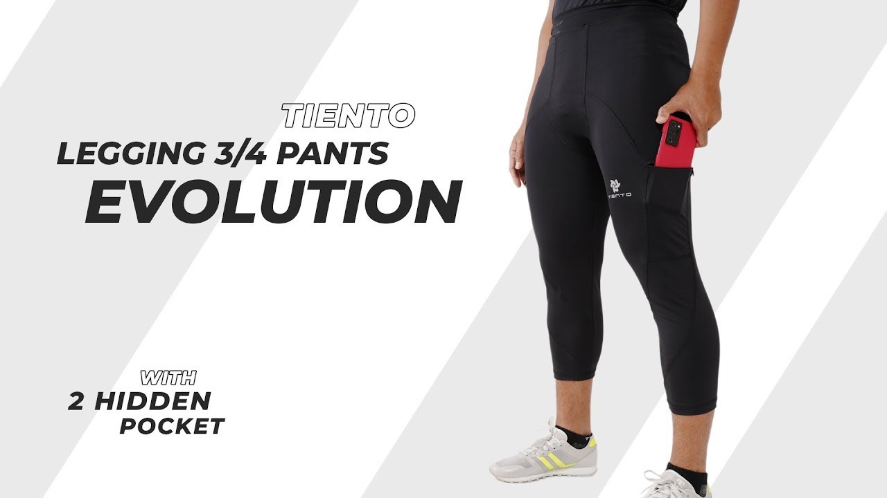 TIENTO MEN BLACK EVOLUTION LEGGING 3/4 PANTS | WITH HIDDEN POCKET - YouTube