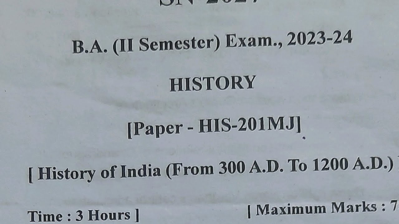 HISTORY OF INDIA 300 AD.1200AD.BAHI N 102 PREVIOUS QUESTION PAPER 2023 BA 2nd SEM UTTRAKHAND ...