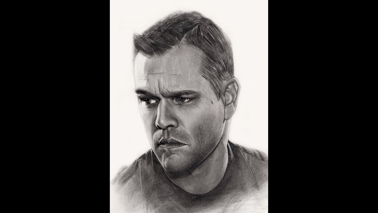 영화 제이슨 본의 맷 데이먼 드로잉 (Drawing Matt Damon_JASON BOURNE) - YouTube