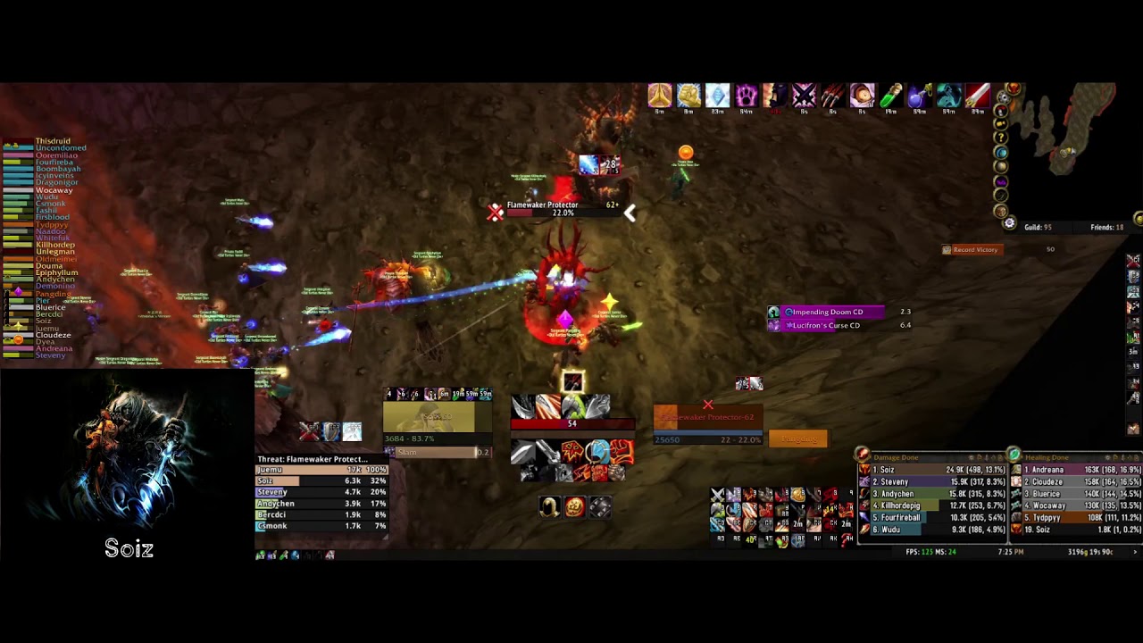 Molten Core - Lucifron. 2H Fury Warrior Slam spec. World of Warcraft ...