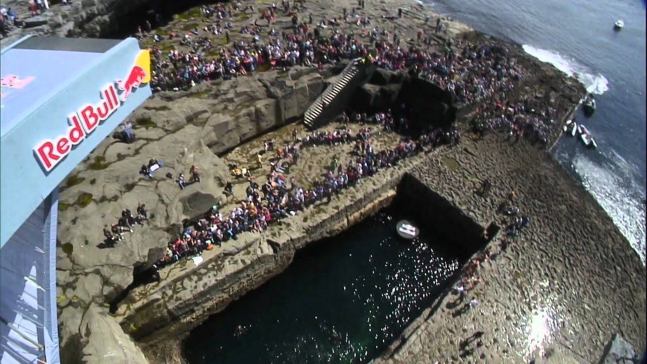 Cliff Divers in Serpent's Lair -- 'Poll na Peist' (Inis Mór Island ...