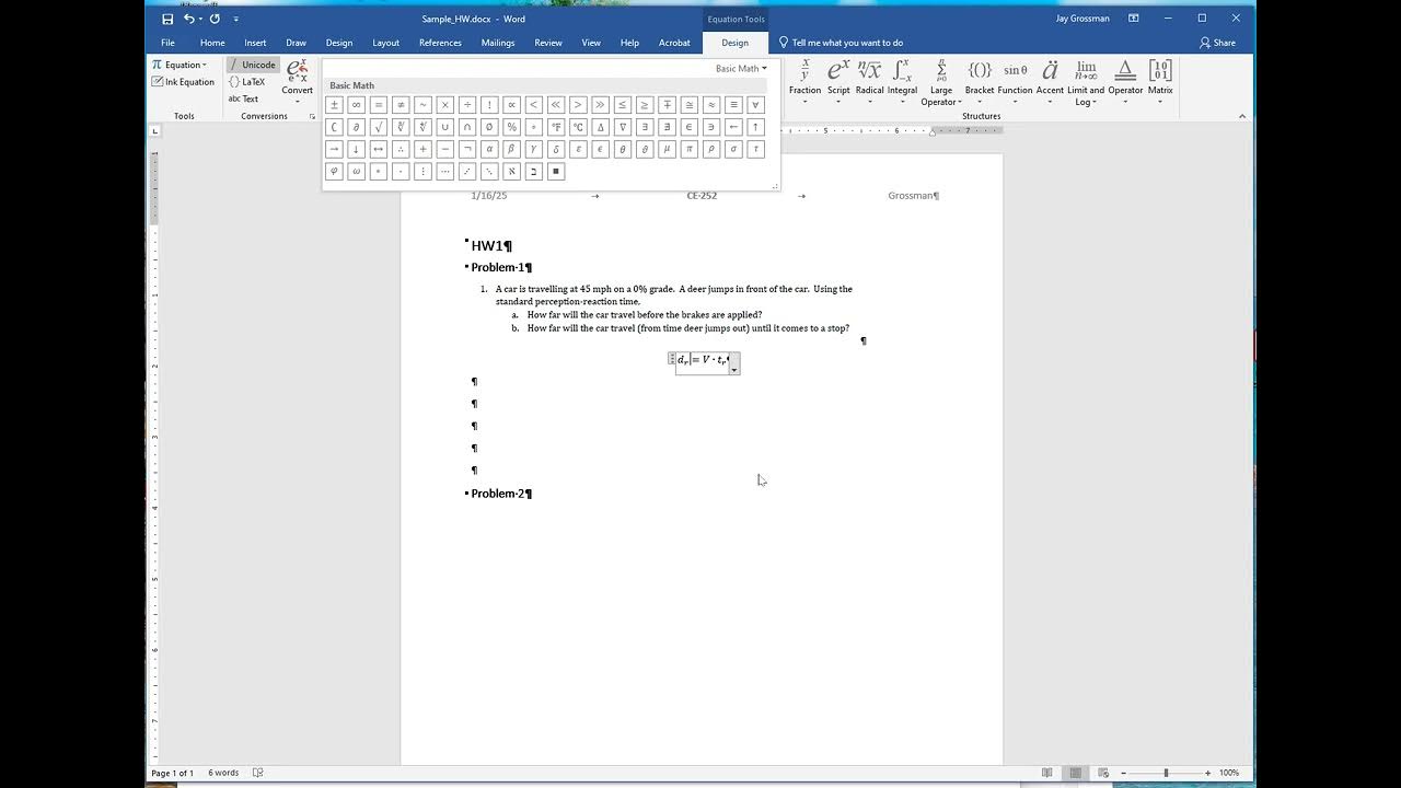 Homework formatting and using equation editor tutorial - YouTube