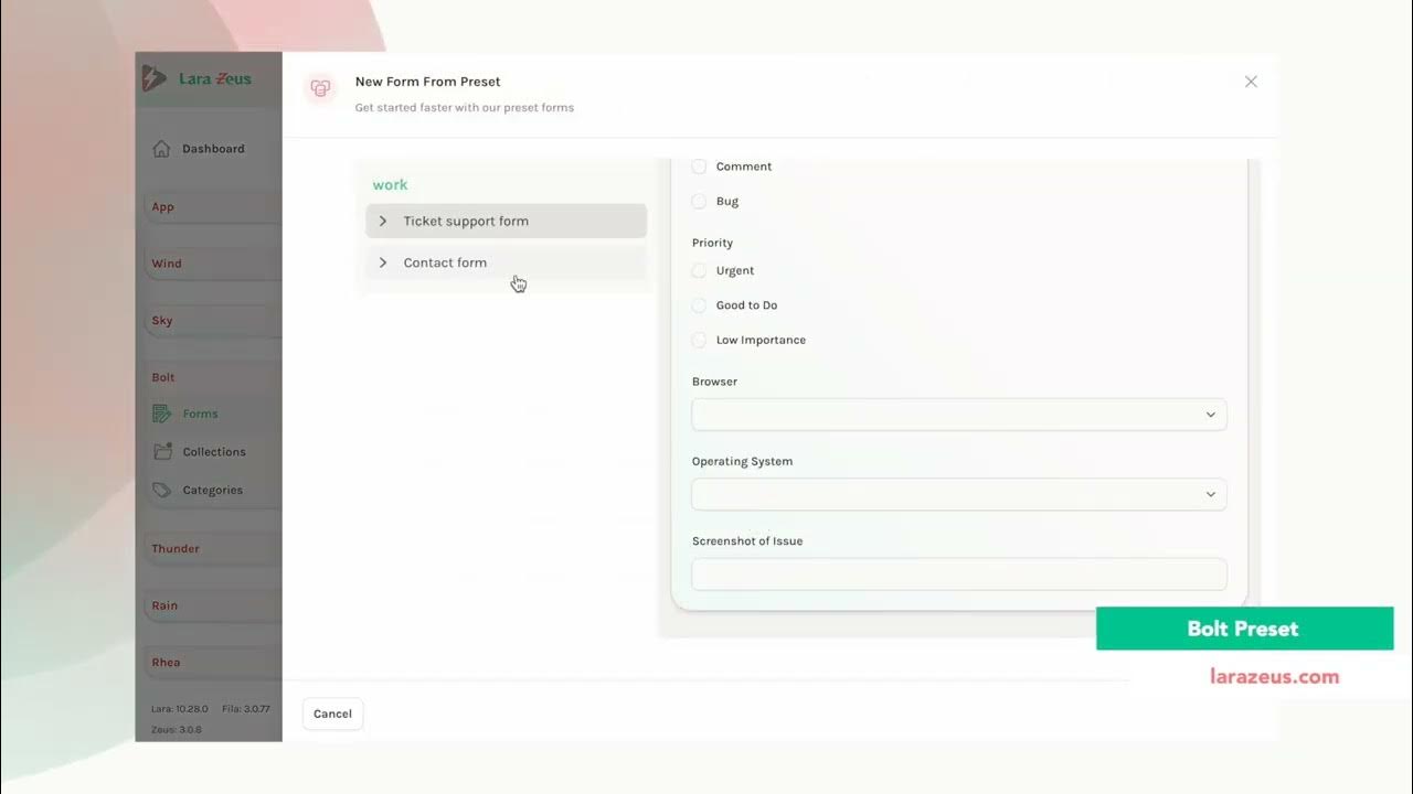 Lara Zeus Bolt Preset: Streamlining Form Building with Template-based Forms - YouTube