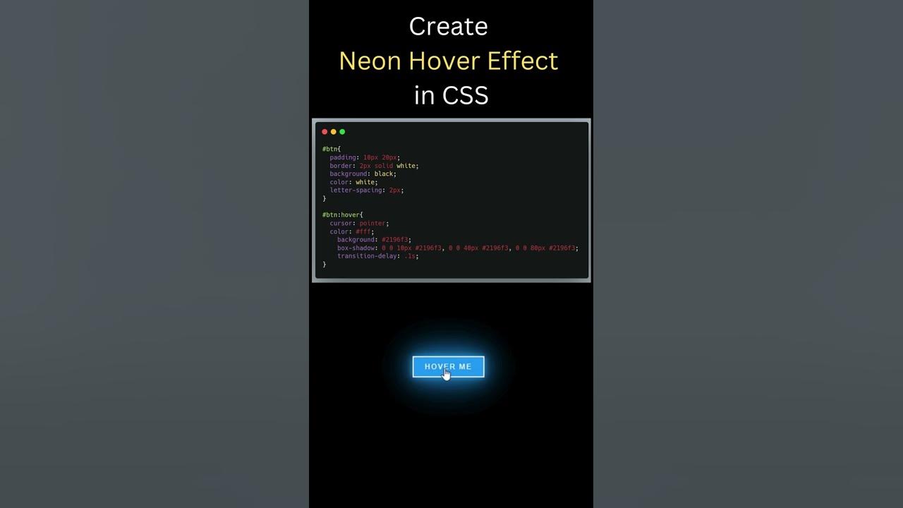 Neon Effect Using Css On Button Hover Shorts Csshovereffect Css Youtube