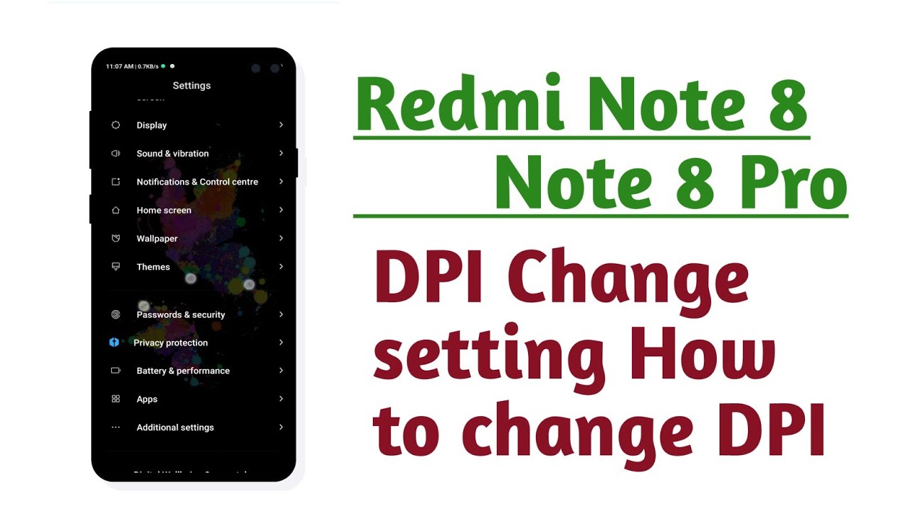 Redmi Note 8 , Note 8 Pro , DPI Change setting How to change DPI - YouTube