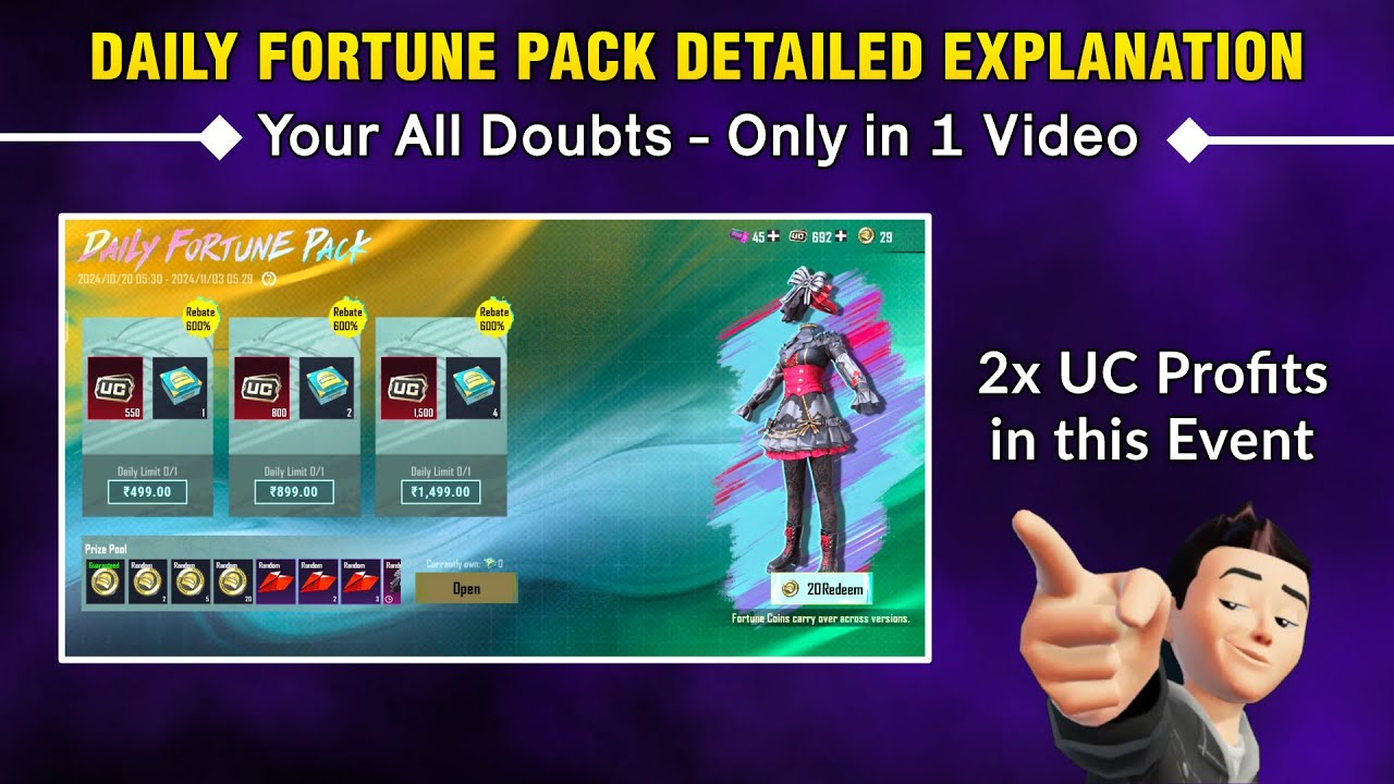 🤯 Biggest UC Profits || BGMI Daily Fortune Pack Explained in Telugu ...