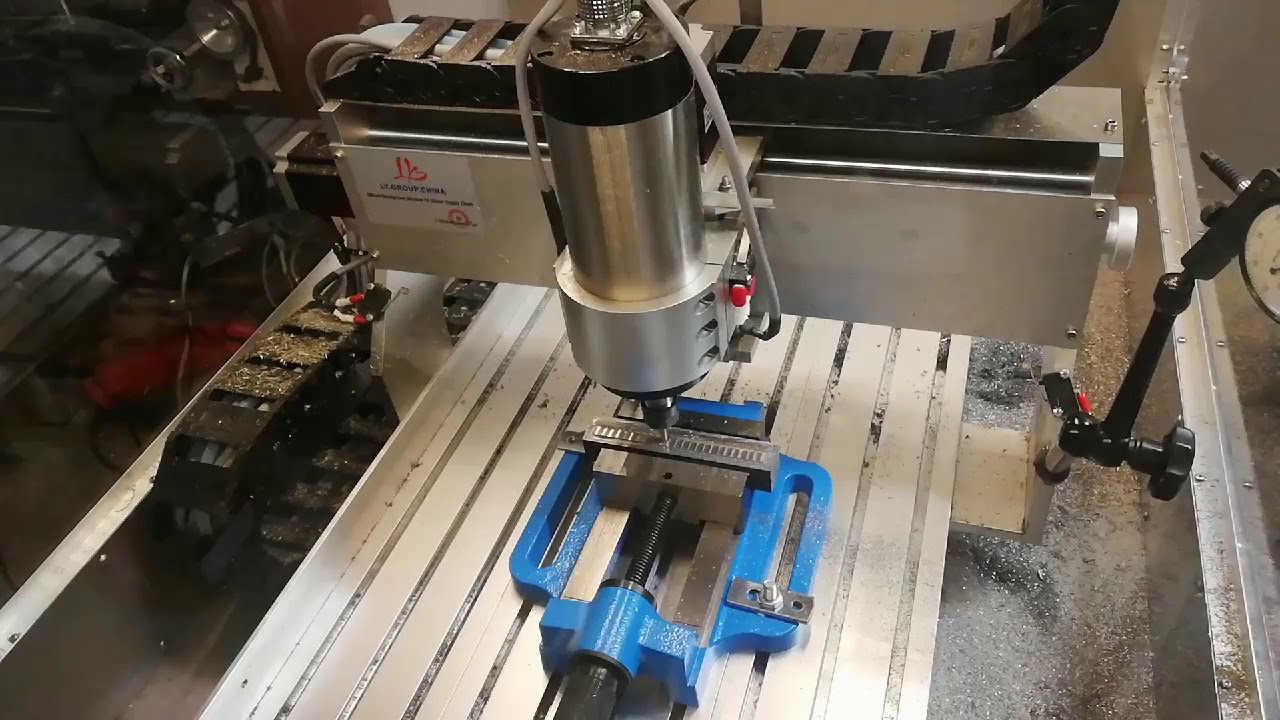 Test cutting Steel with The new vice (6040 cnc router) - YouTube