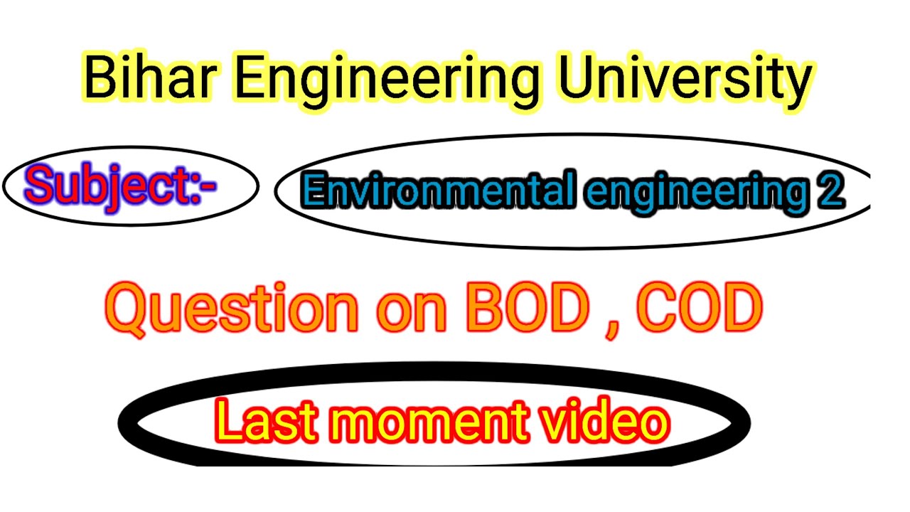 Question on BOD and COD | Environmental engineering 2 | Last moment ...