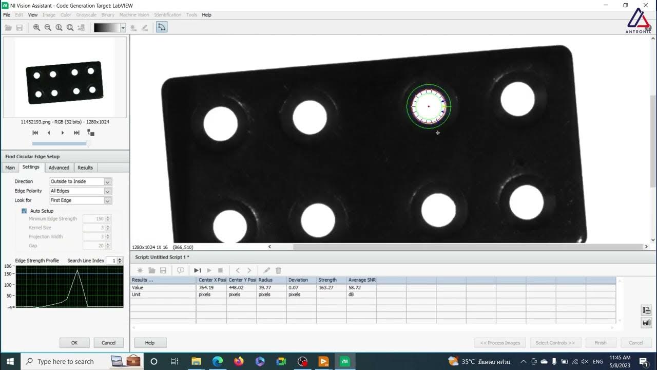 Machine Vision ด้วย LabVIEW - โดยใช้ฟังก์ชัน Find Circular Edge - YouTube