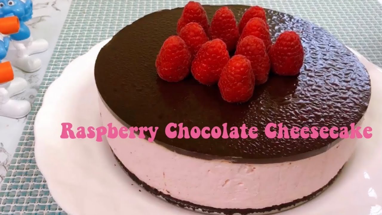 No-Bake Raspberry Dark Chocolate Cheesecake Recipe - YouTube