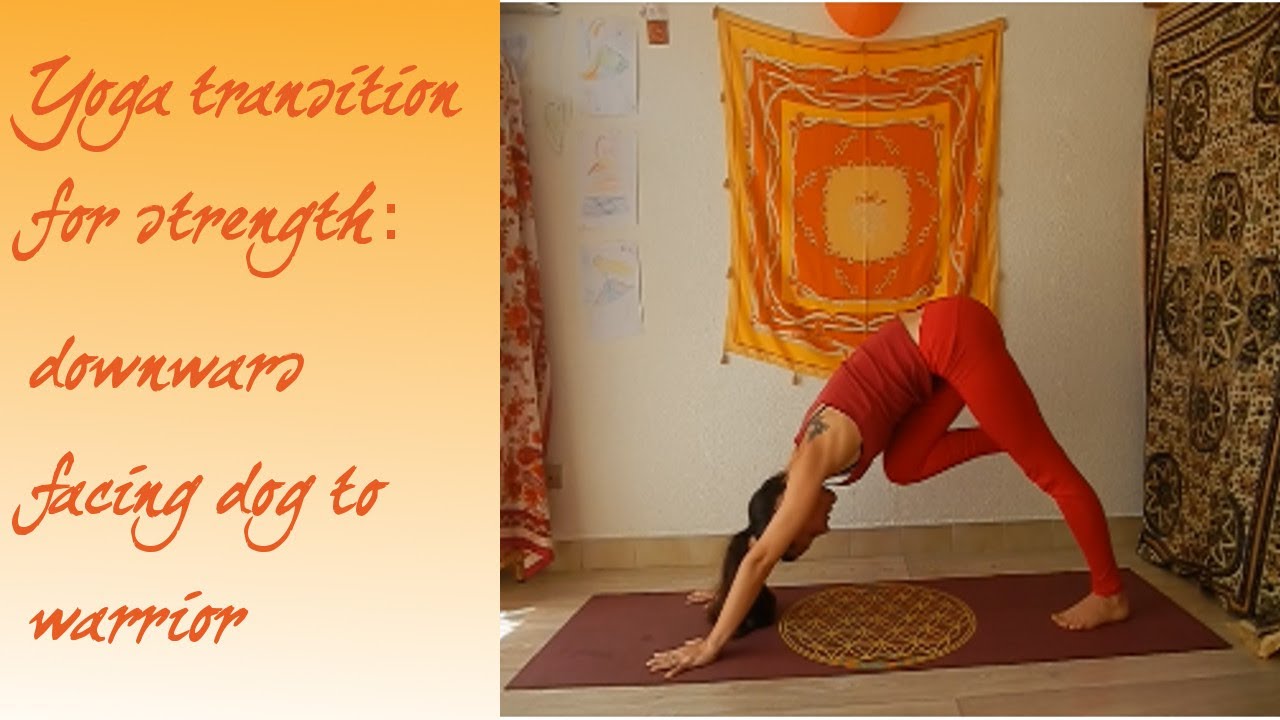 Yoga transition for strength: downward dog to warrior pose - YouTube