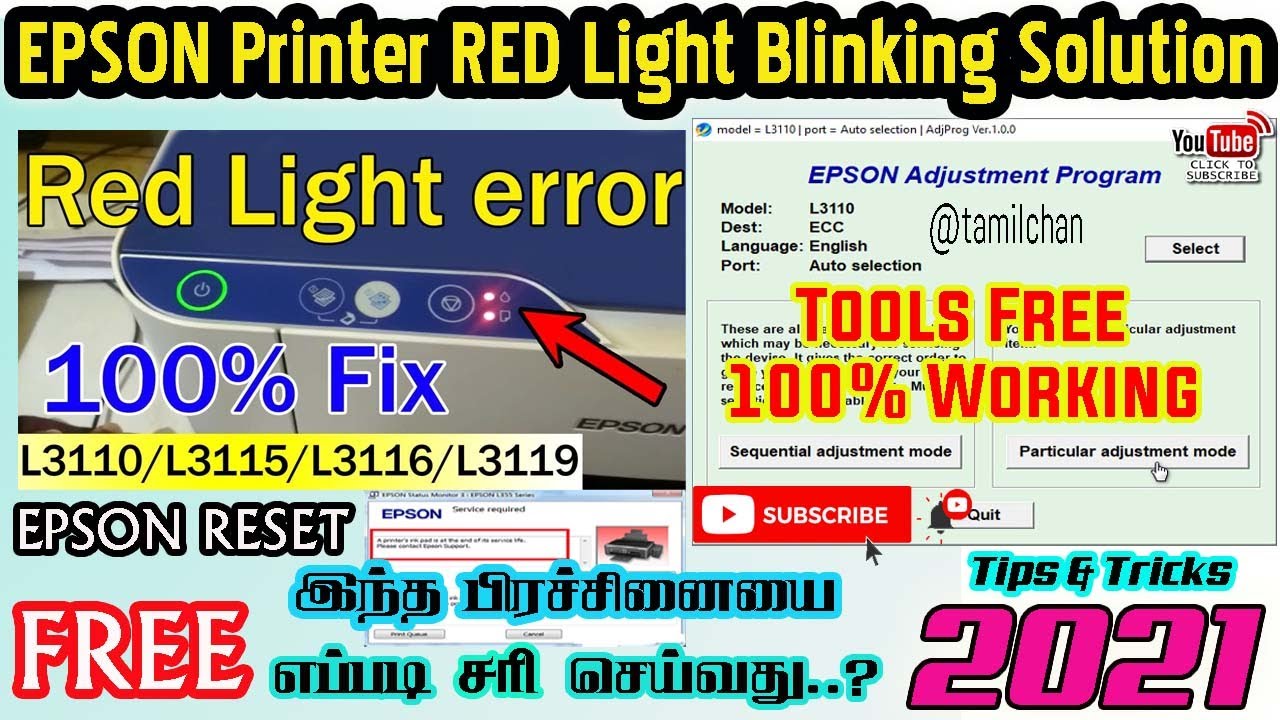 Epson L3110 L3105 Fix Red Light Blinking Solution FREE Reset Key 100 epson-l3110-l3105-fix-red-light-blinking-solution-free-reset-key-100
