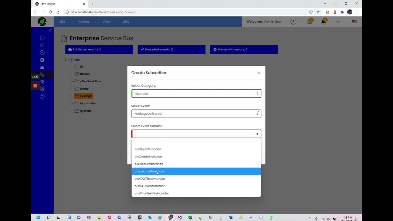 FlowWright How to use a workflow definition as an Event handler - YouTube