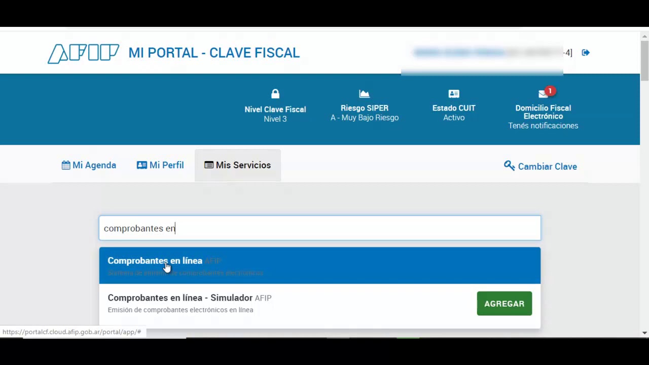 Comprobantes en Línea - Nueva interfaz de AFIP ¿Cómo buscar el servicio ...